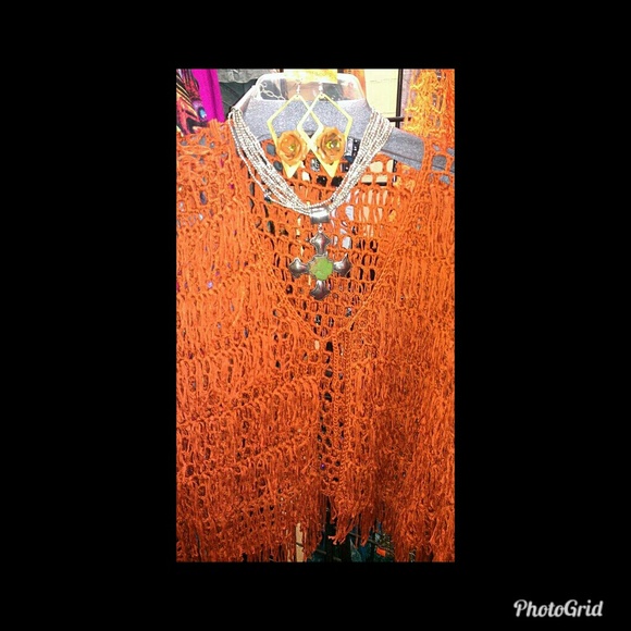 Urban Mango | Jackets & Coats | Urban Mango Crochet Shag Rust Color ...